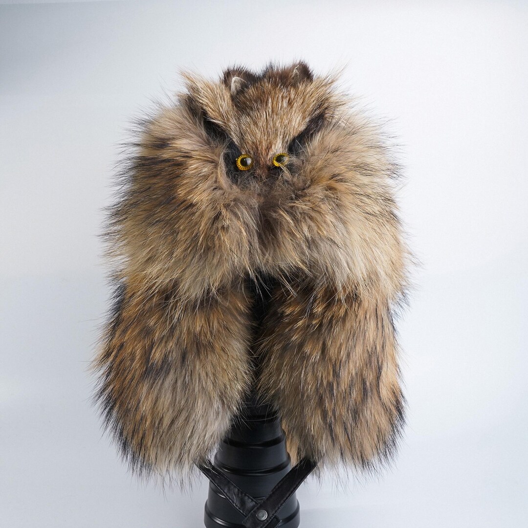 Raccoon Skin Cap-winter Hat-fursuit-handmade Unisex Hat With Raccoon ...
