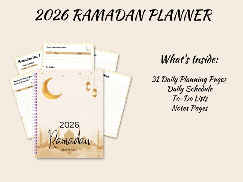 2026 Ramadan Planner Printable PDF Ramadan Journal | 31 Day Organizer ...