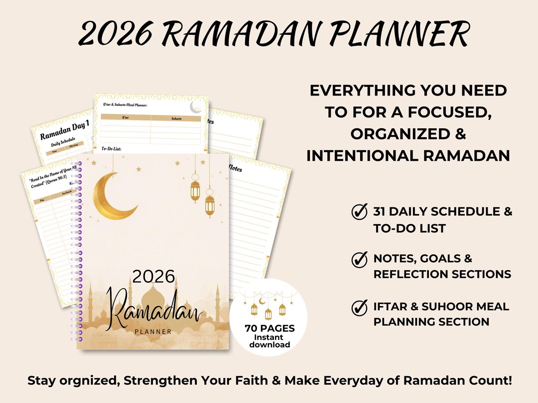 2026 Ramadan Planner Printable PDF Ramadan Journal | 31 Day Organizer ...