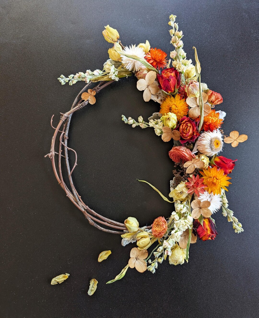 Small Dried Flower Wreath Half Moon Handmade With Unique Locally ...