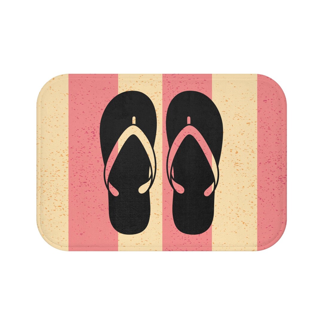 Beach Flip-flop Bath Mat, Coastal Bathroom Decor, Summer Vibe, Fun Gift ...