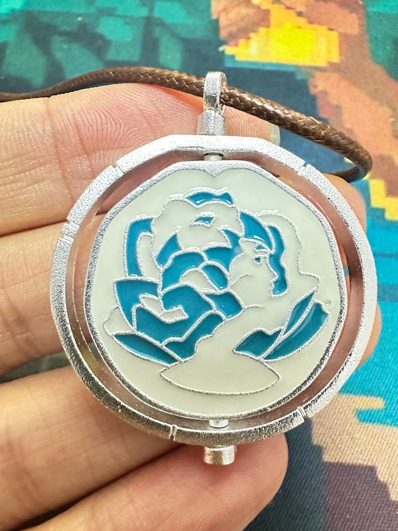 Arcane Inspired Necklace Blue Rose Pendant Gift Pendant Unique Jewelry ...