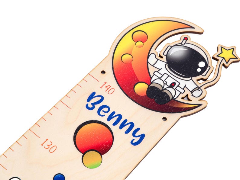 Growth Chart Personalized Wooden Nursery Decor, Custom Astronaut Height ...