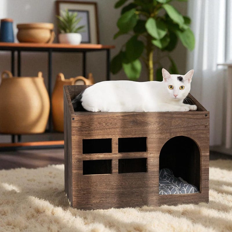 Cat Side Table With Pet House - Etsy