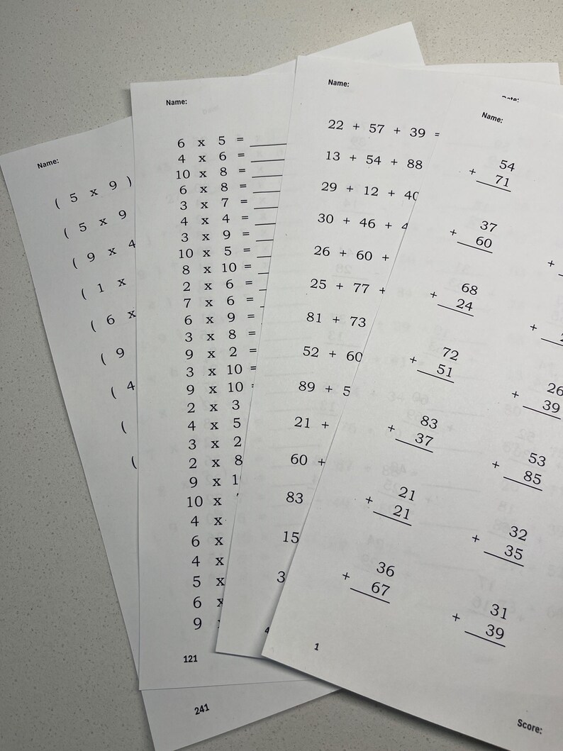 Basic Math Printable Sheets 320 Pages - Etsy
