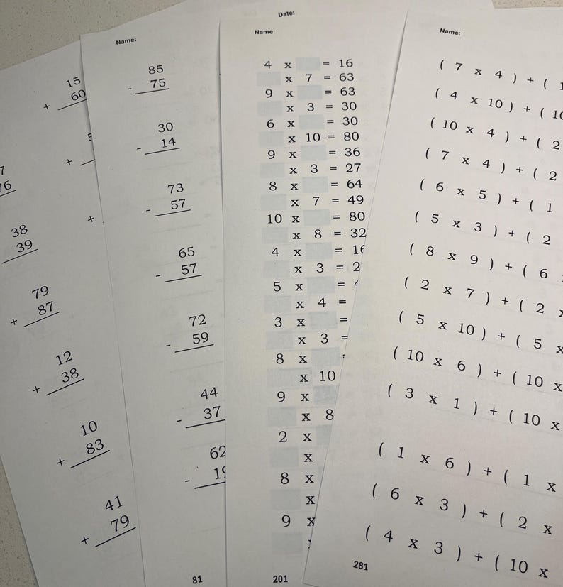 Basic Math Printable Sheets 320 Pages - Etsy