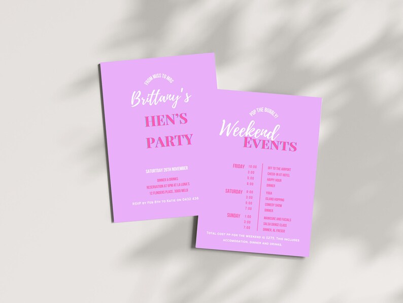 Printable Hens Party Invitation Template, Purple Hens Invitation ...
