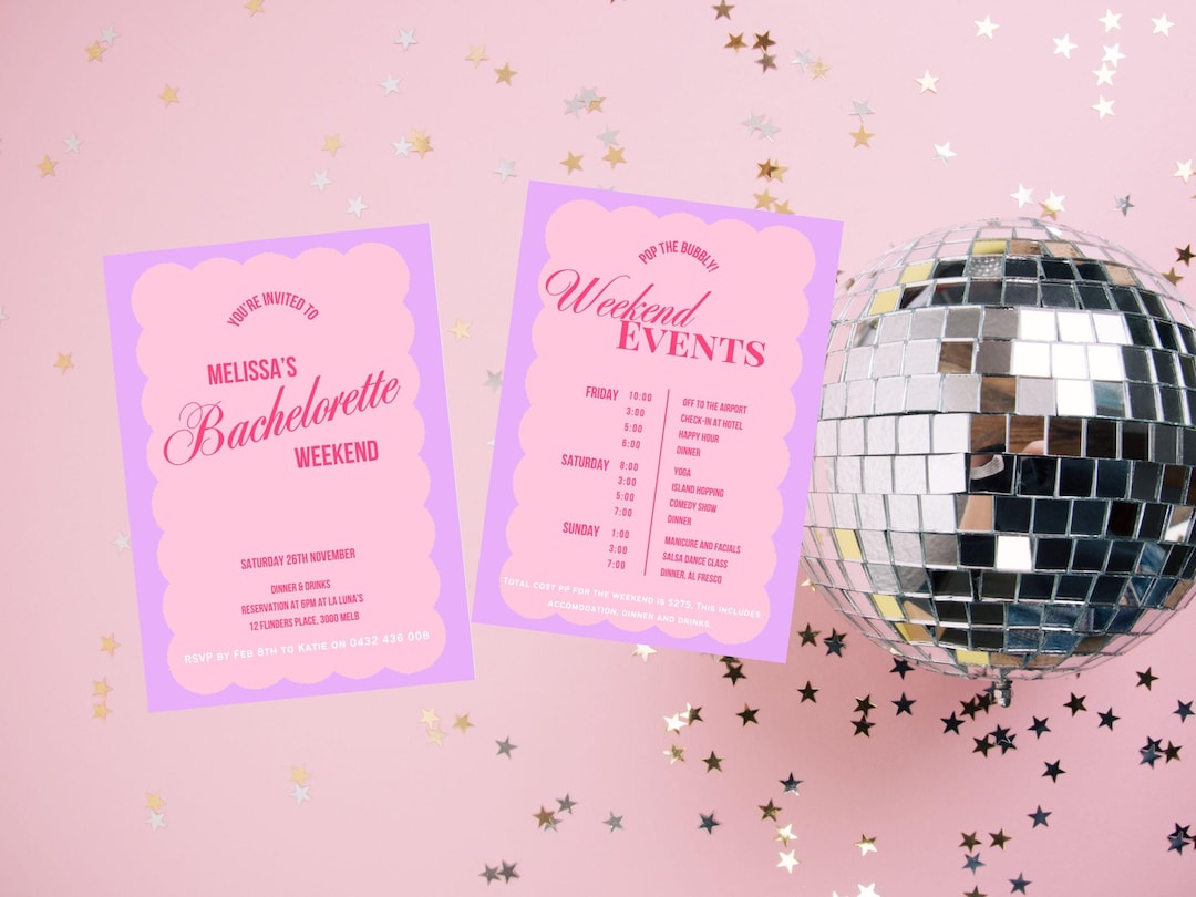 Editable Wavy Invitation, Pink and Purple Invite, Pink Wavy Border ...