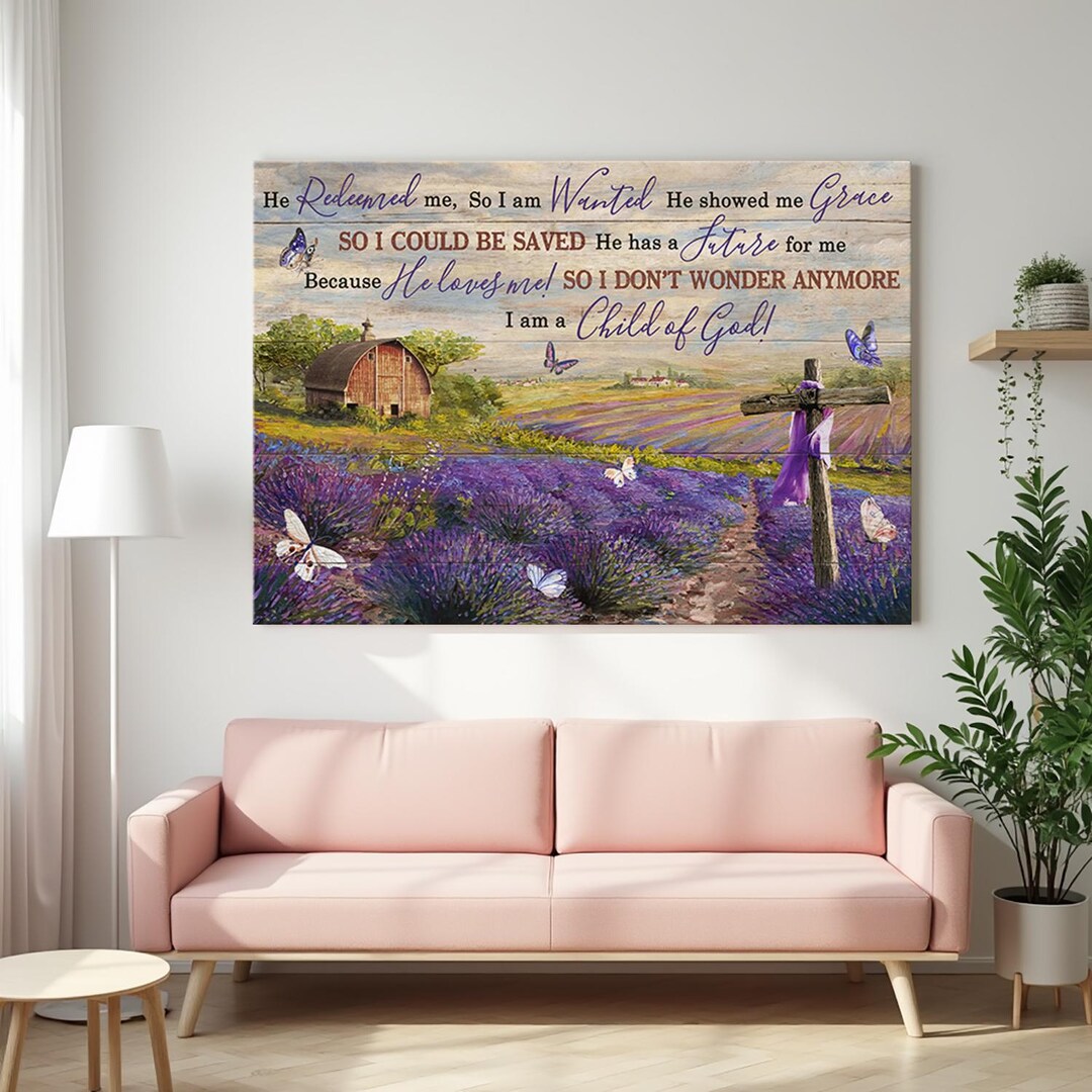 I Am a Child of God, Lavender Flower Field, Countryside Landscape, Barn ...