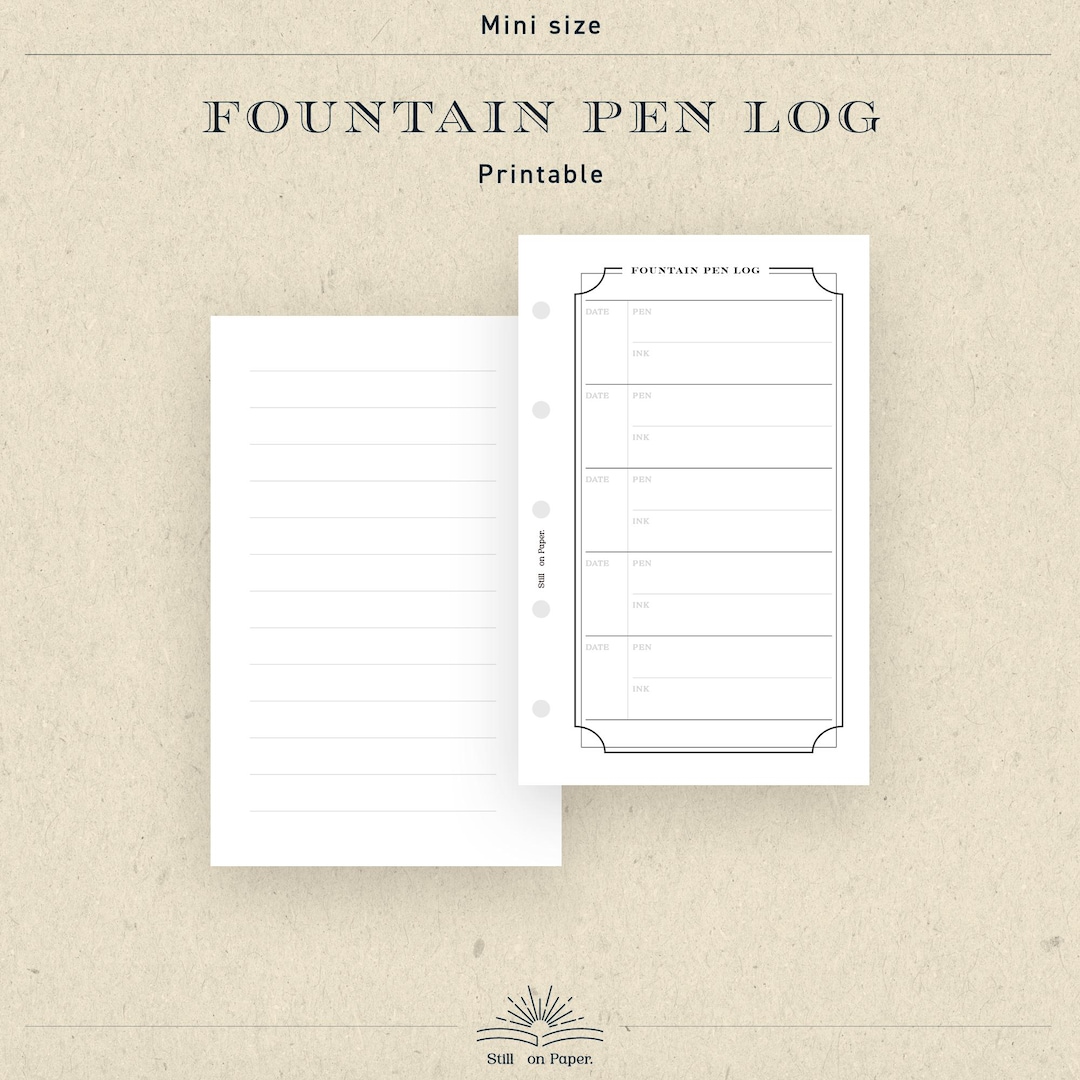 Mini Size | Fountain Pen Log Inserts (printable PDF) - Etsy