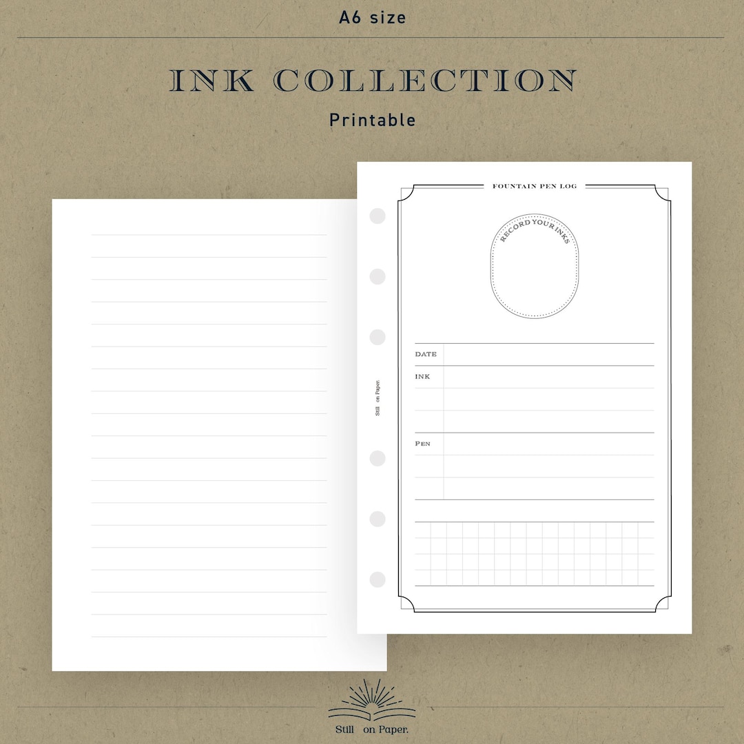 A6 | Ink Collection | Printable Ring Planner Inserts, Ink Swatch - Etsy