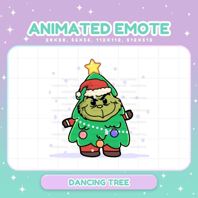 Animated Grinch Emote Twitch, Christmas Tree Streaming Emotes (digital ...