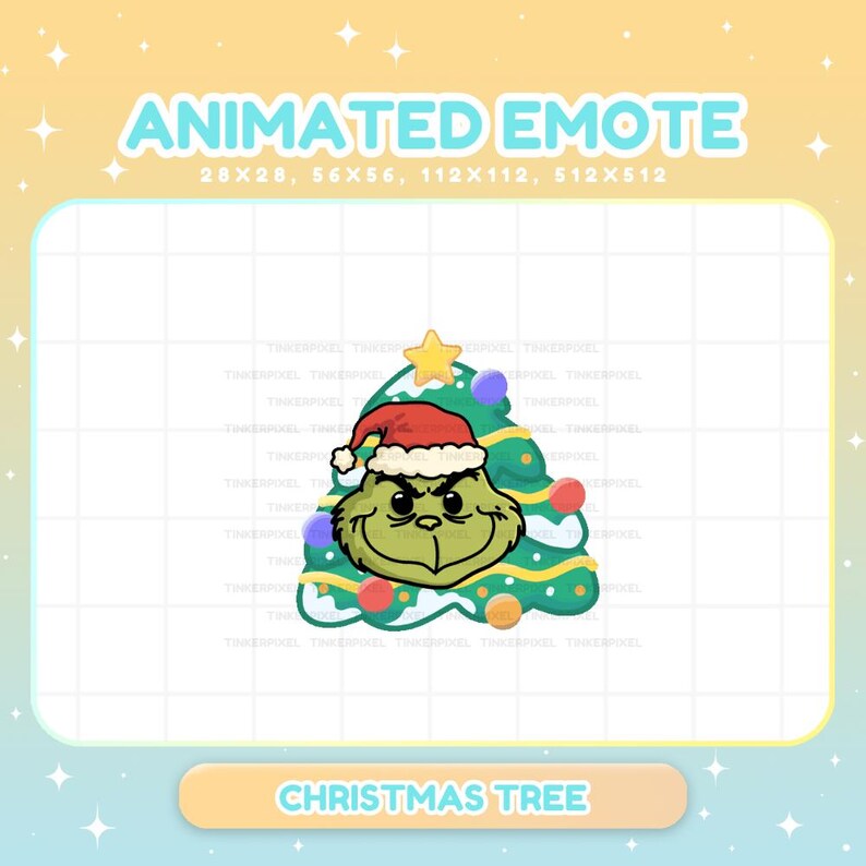 Grinch Emote Twitch Animated, Christmas Tree Emotes for Streamer Vtuber ...