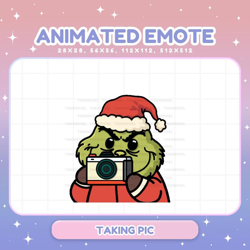Grinch Emote Animated Twitch, Christmas Twitch Streaming Vtuber Chat ...