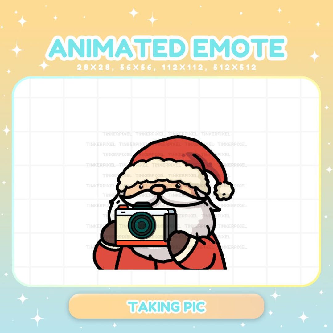 Santa Christmas Emote Animated, Twitch Taking Picture, Vtuber Streamer ...