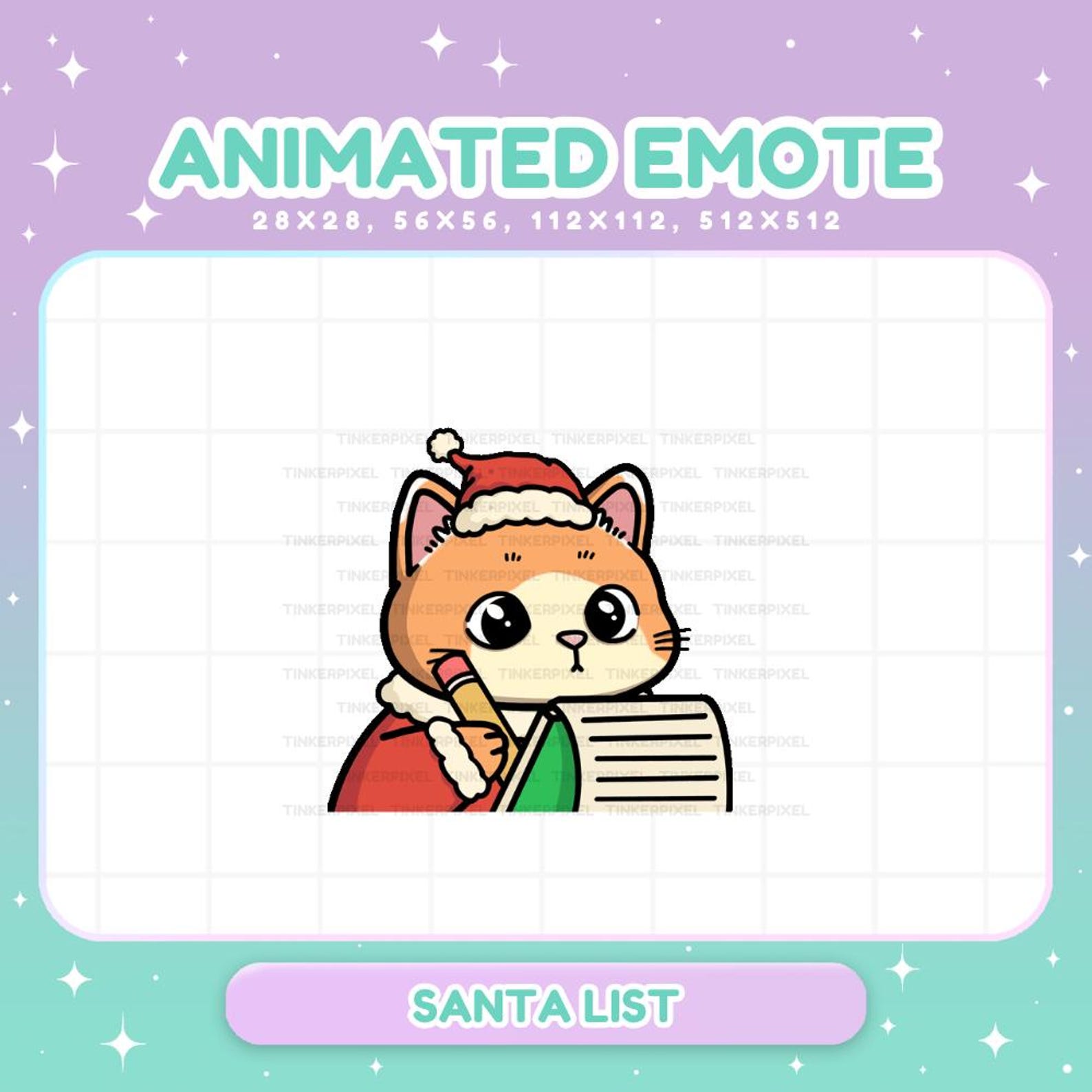 Orange Cat Emote Animated, Twitch Christmas Santa List Streamer Vtuber ...