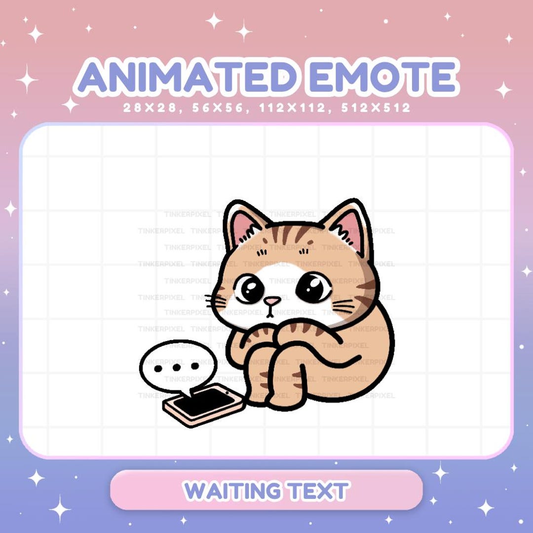 Cat Orange White Waiting Text Emote, Kitten Animation Vtuber Streamer ...