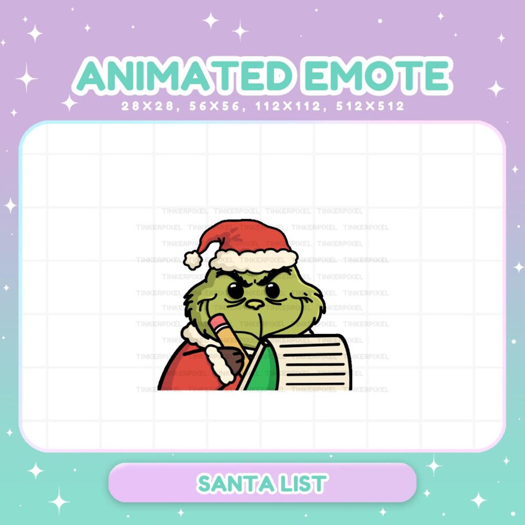 Grinch Twitch Emote Animated, Christmas List Emotes for Streamer Vtuber ...