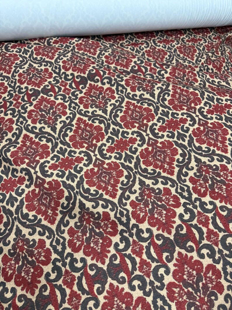 Vintage Baroque Damask Upholstery Fabric: Red-brown Floral Pattern - Etsy