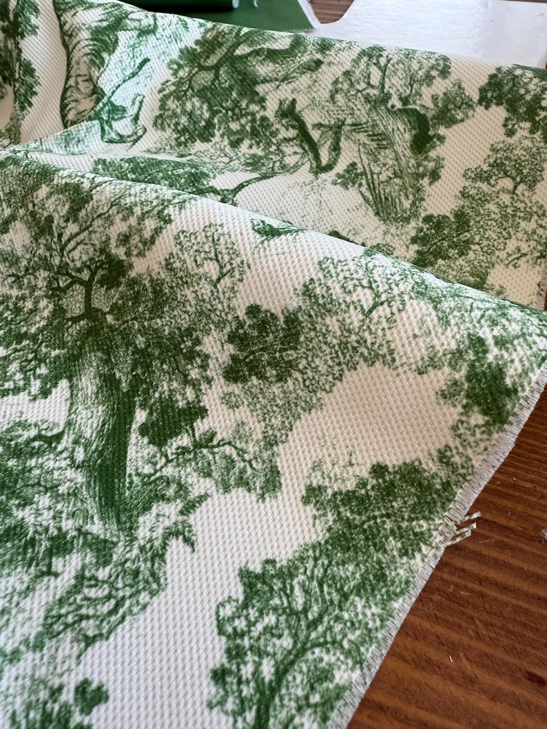 Vintage Green Toile Upholstery Fabric: French Style Home Decor, 150cm ...