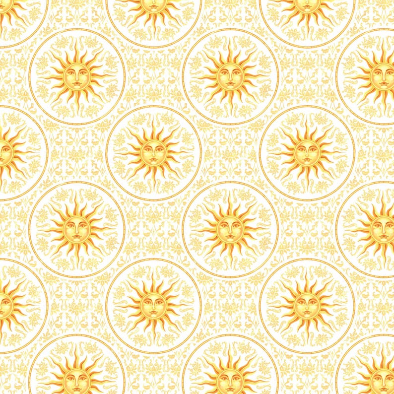 Sun Face Upholstery Fabric – Baroque Style Golden Sun Print for Sofa ...