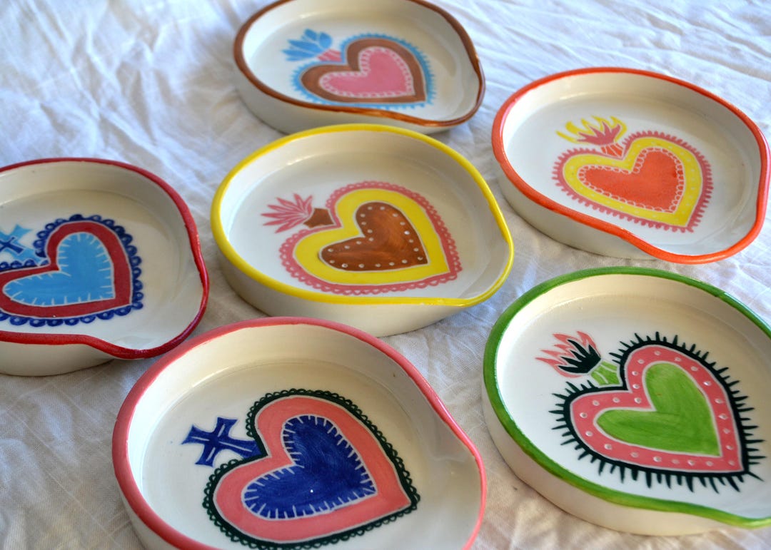 Colourful Ceramic Sacred Heart Spoon Rest | Handmade Bright Kitchen ...