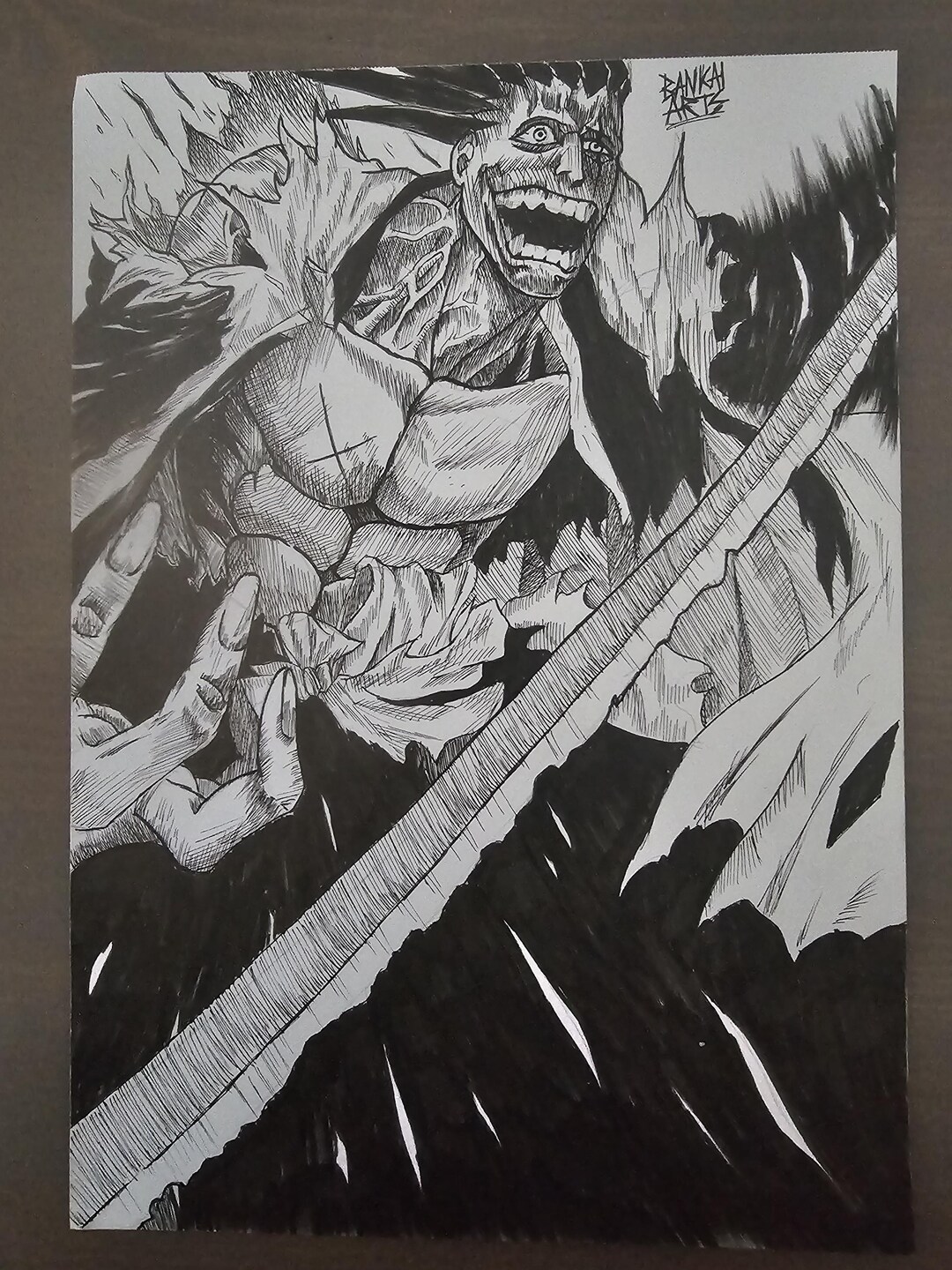 Kenpachi Zaraki | Inking | Drawing | Fanart | Bleach Anime - Etsy