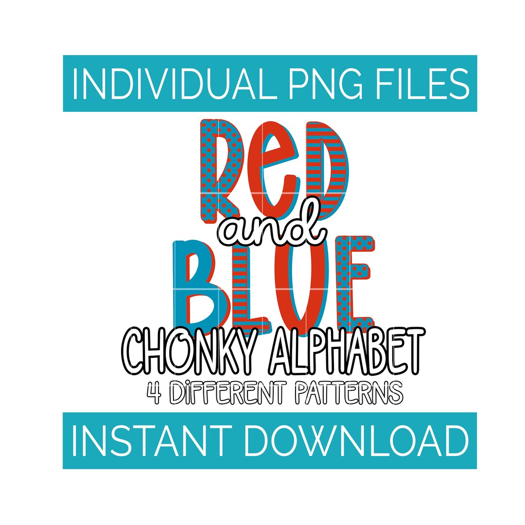 Digital Download | Red & Blue Handwritten Alphabet | All Letters in 4 ...