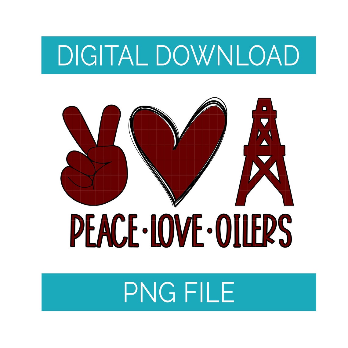 Digital Instant Download Peace Love Oilers PNG Printable - Etsy
