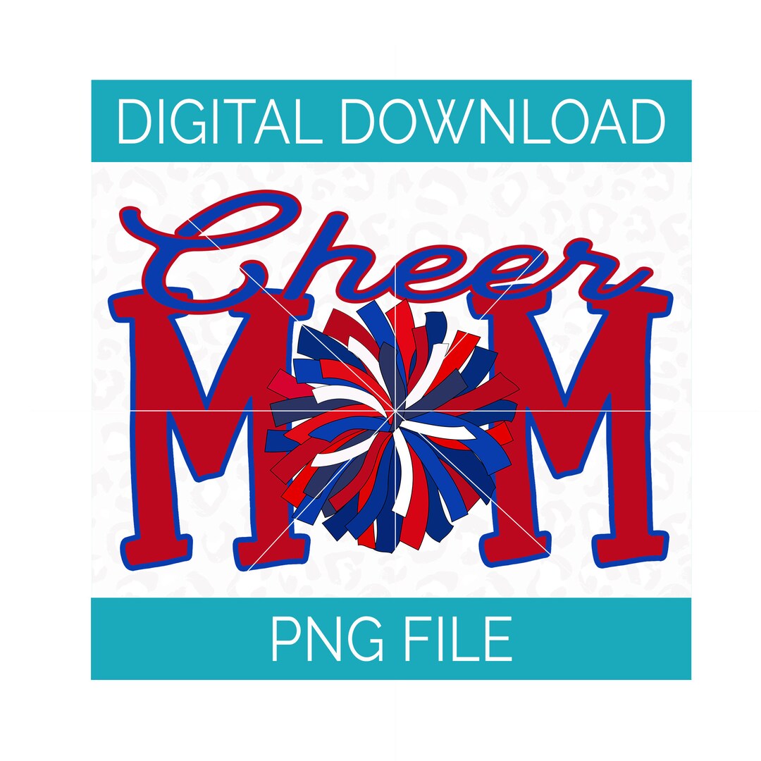 Digital Download Cheer Mom Red Blue Pom Pom PNG File Instant Download ...