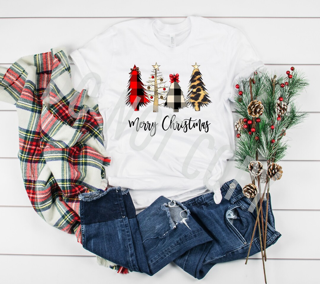 RTS Screen Print Transfer Full Color Wild Christmas Trees Merry ...