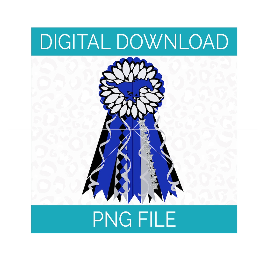 Digital Download | Homecoming Mum Mustangs Blue Blank Ribbons | PNG ...