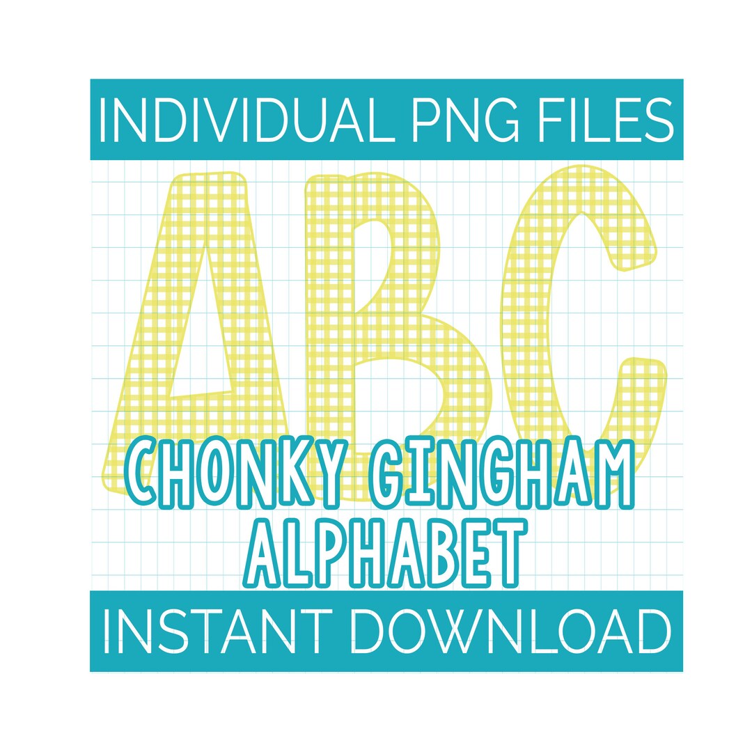 Digital Download Yellow Gingham Handwritten Alphabet 31 PNG Files ...