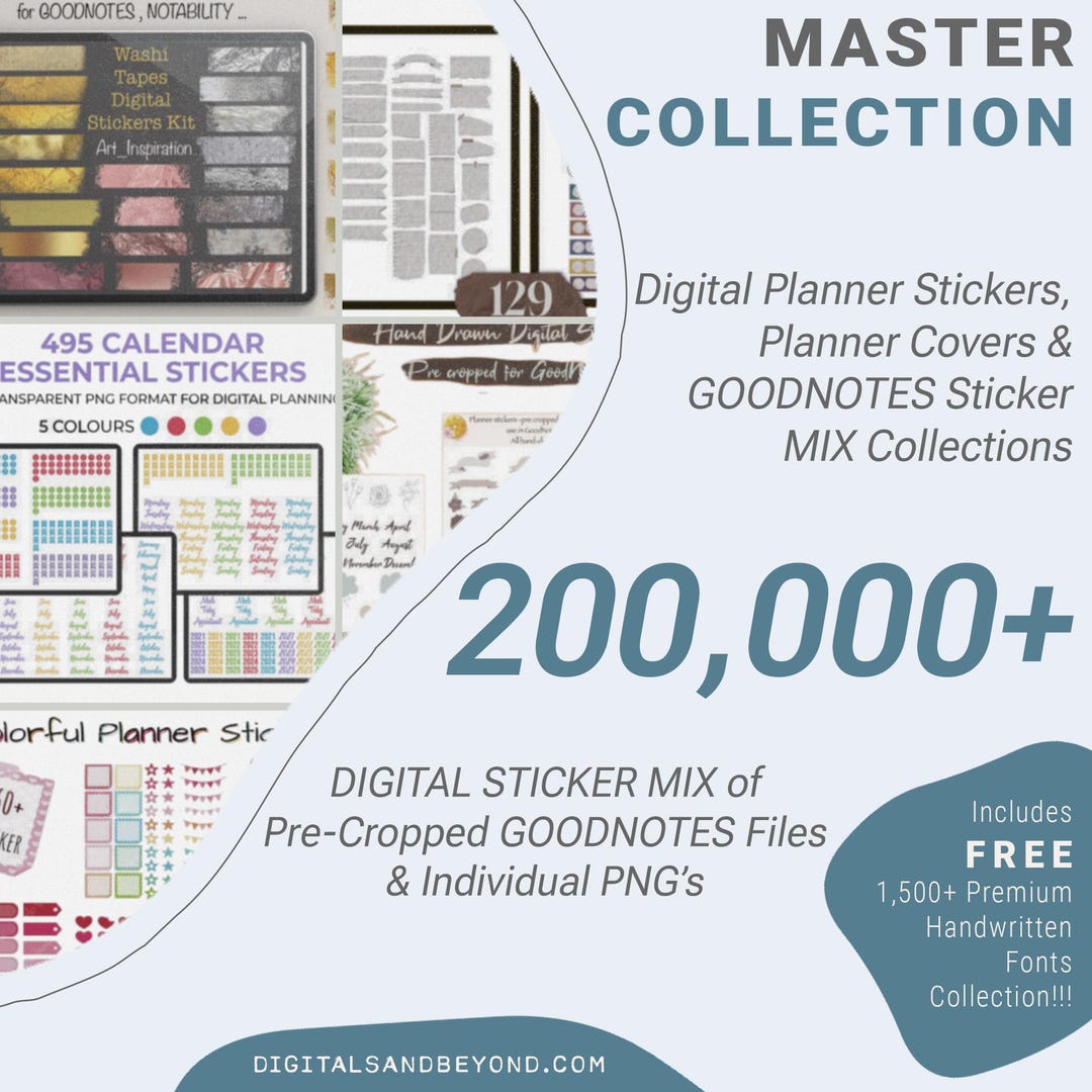 200000+ Digital Planner Goodnotes Stickers, Sticker Book and Covers Mix ...