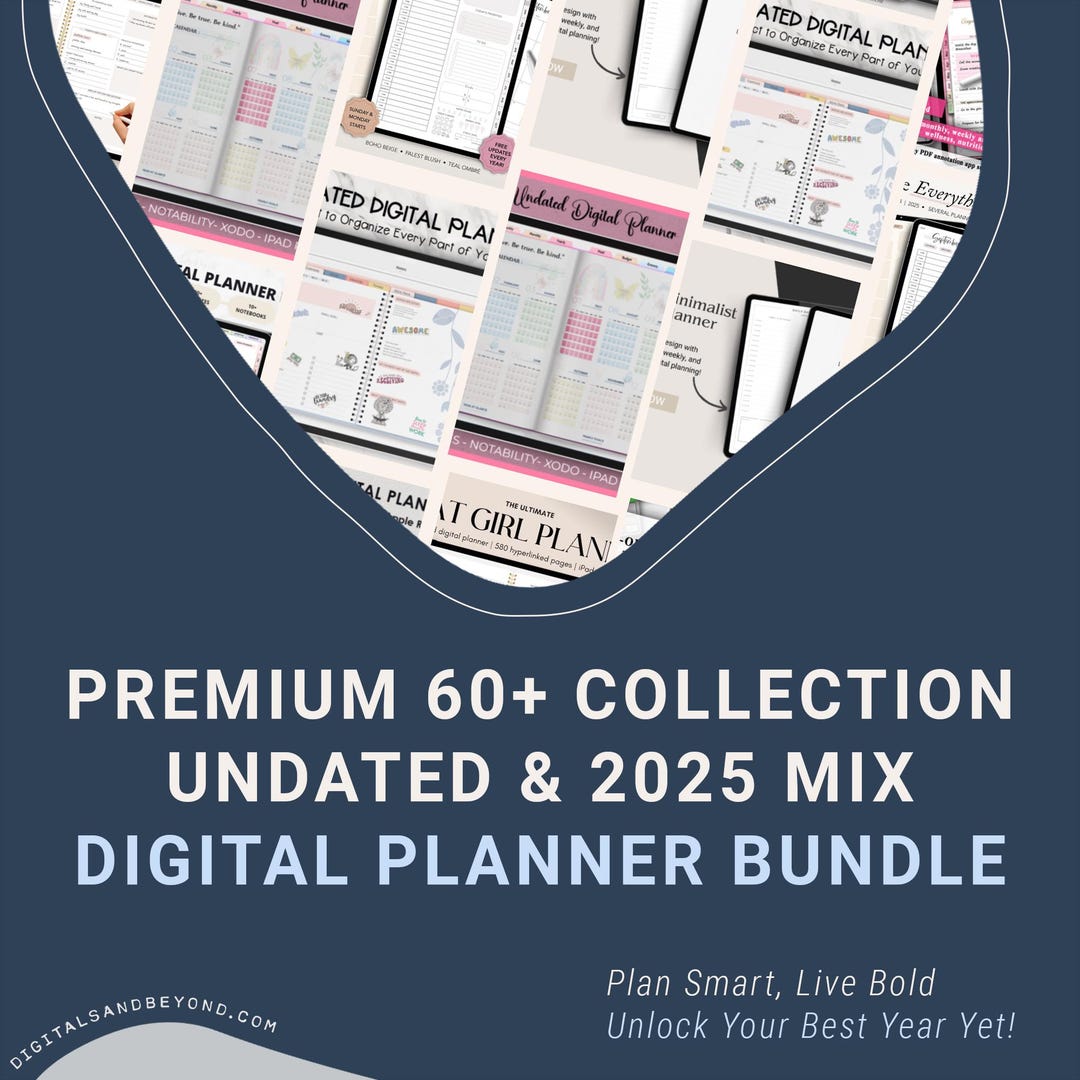 60+ Mix 2025 Undated Premium Digital Planner Bundle, iPad Pdf ...