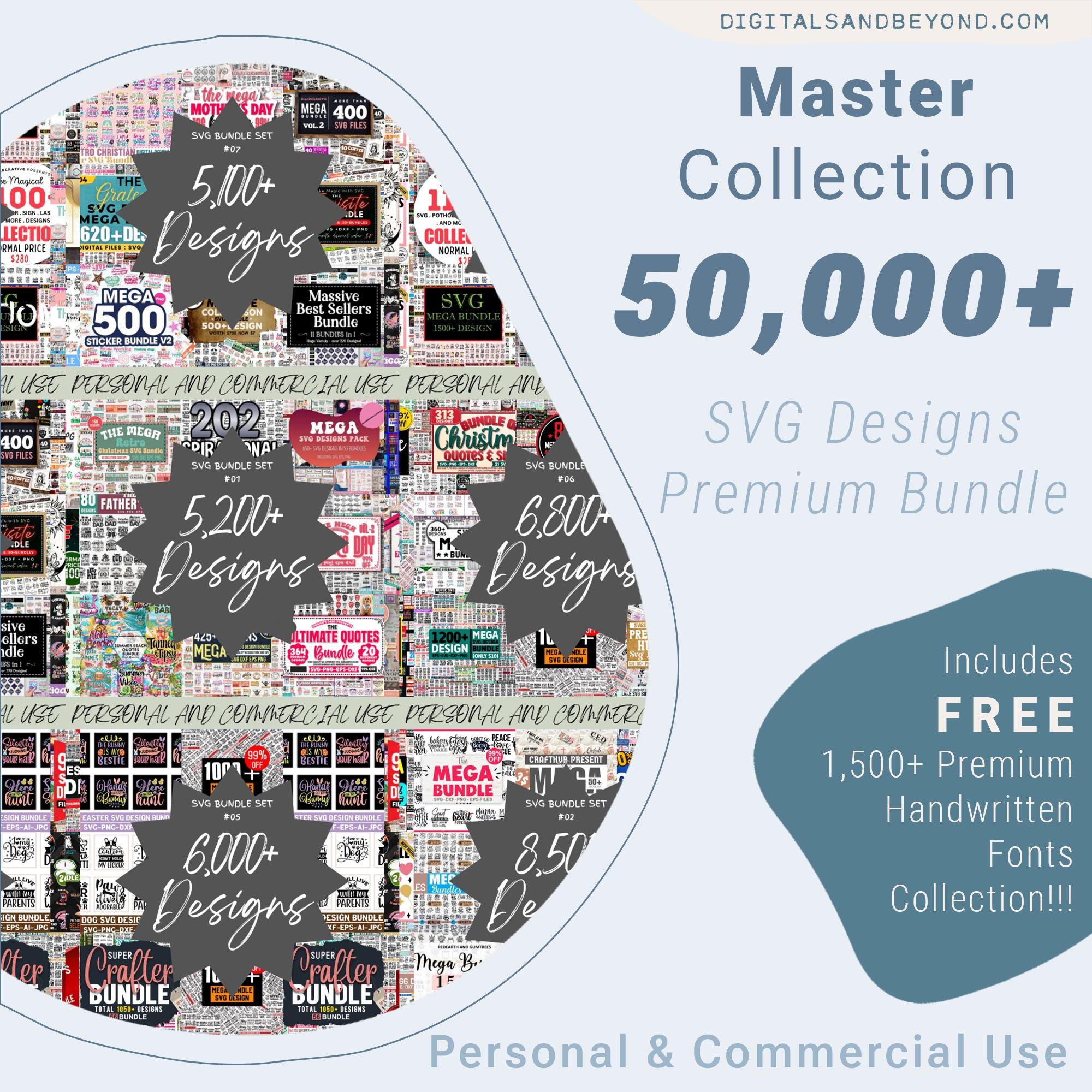 50,000+ Mega SVG Bundle, Designs for Cricut, Silhouette, T-shirts ...