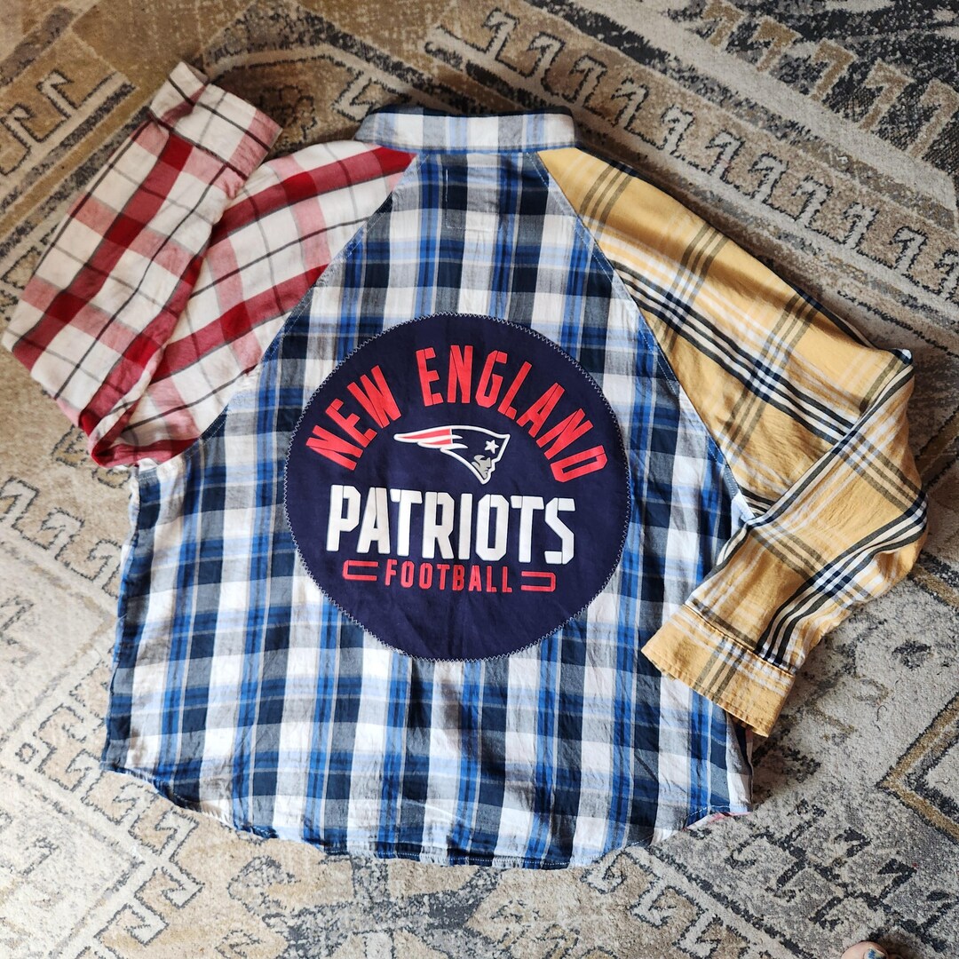 Custom Upcycled Football Themed Applique on Plaid Shirt. - Etsy