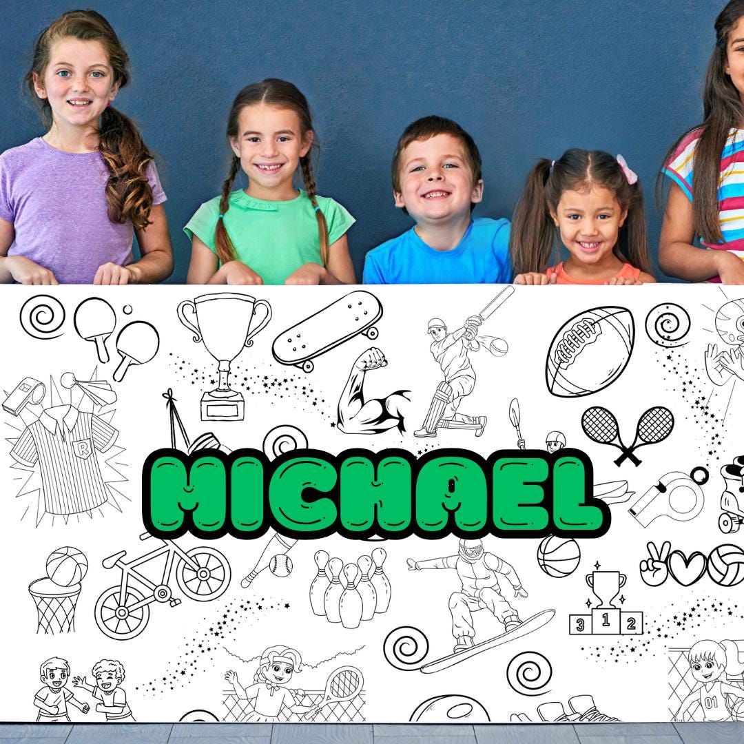 Personalized Sport Coloring Giant Poster,coloring Banner for Kids,large ...