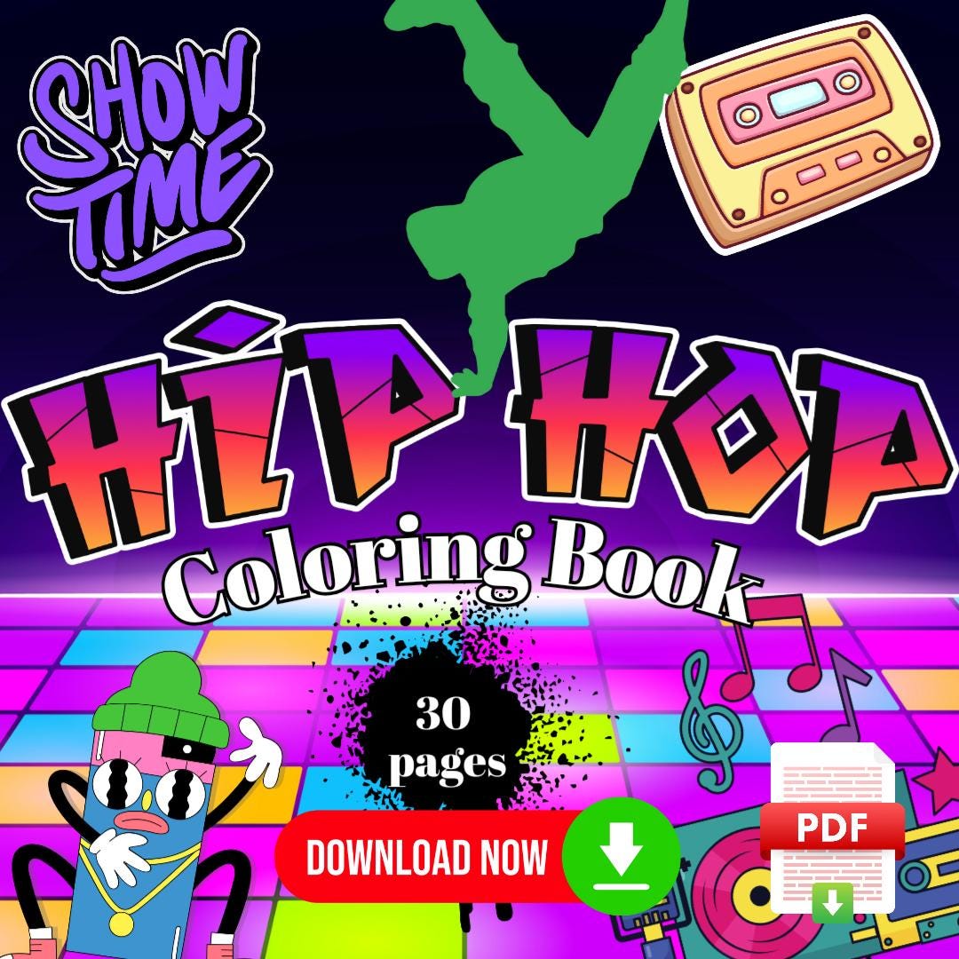 Hip Hop Coloring Book Urban Beats 30 Coloring Pages Perfect for Music ...