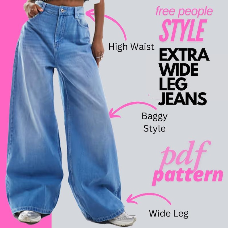 Wide Leg Pants Pattern | Sewing Pattern | Denim Jeans | Urban Style ...