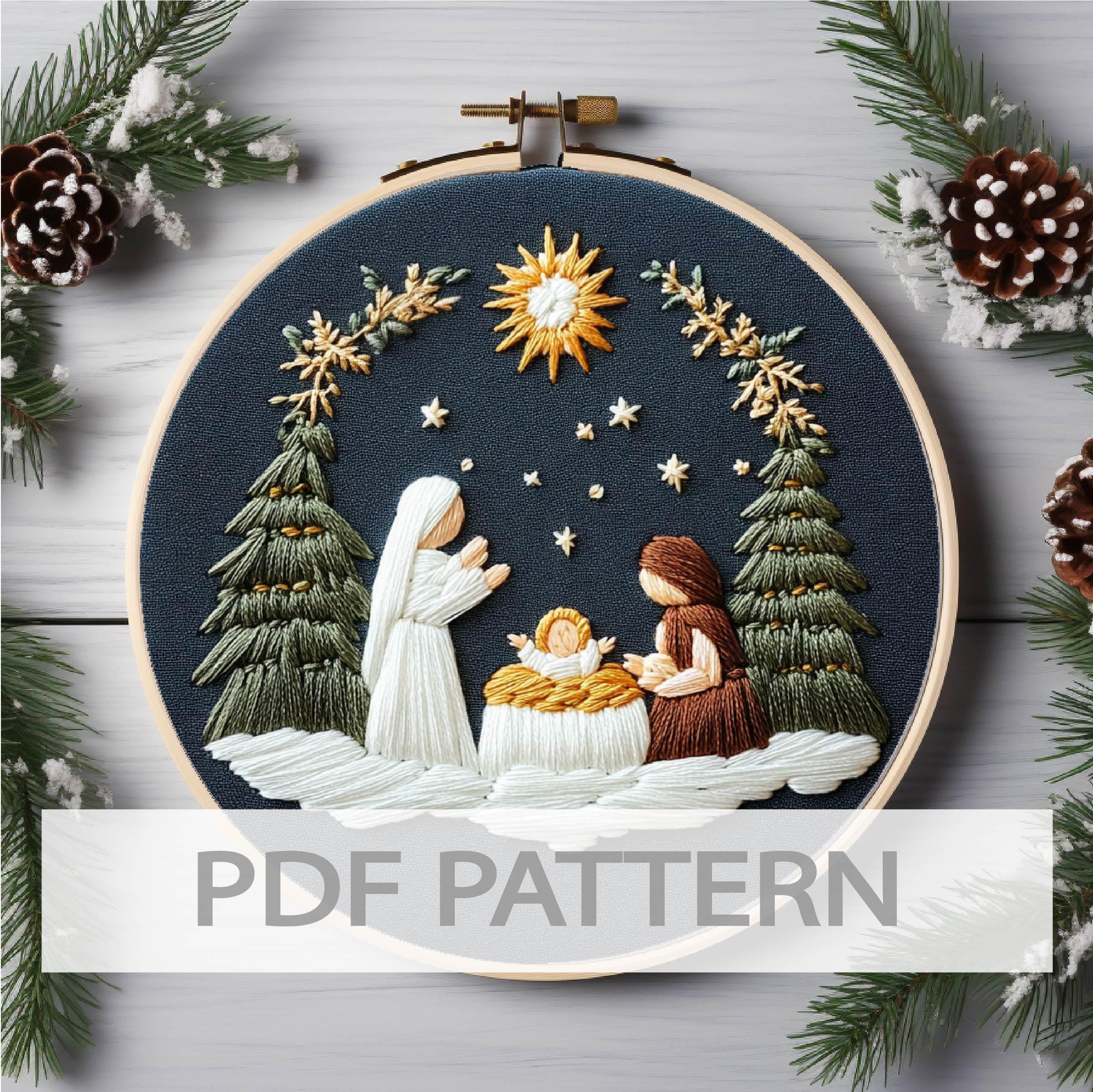 Nativity Scene Embroidery Pattern Christmas Nativity Embroidery ...