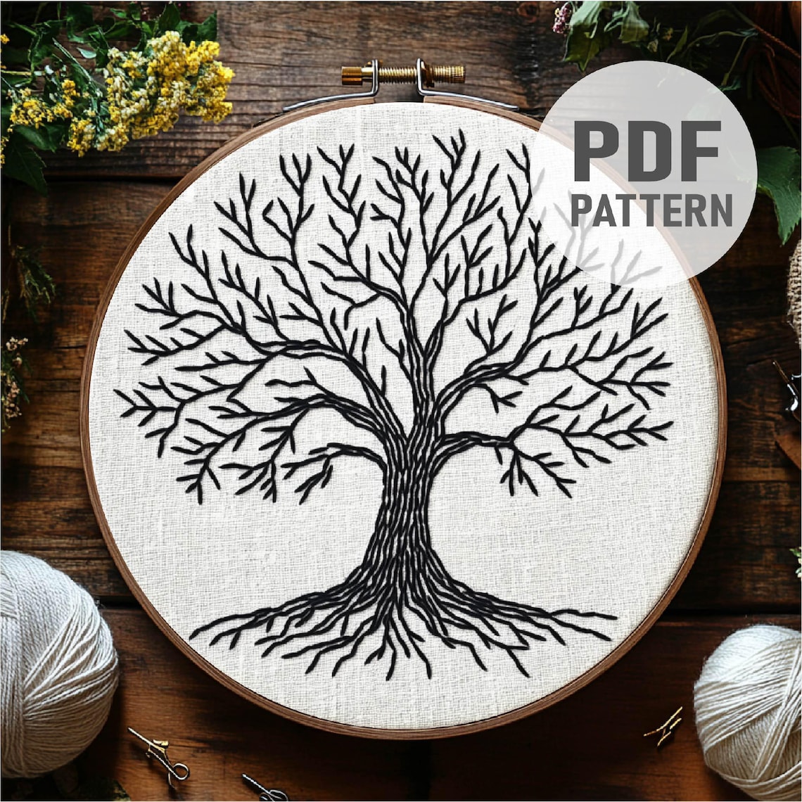 Tree of Life Embroidery Pattern Tree Embroidery Plants Embroidery ...