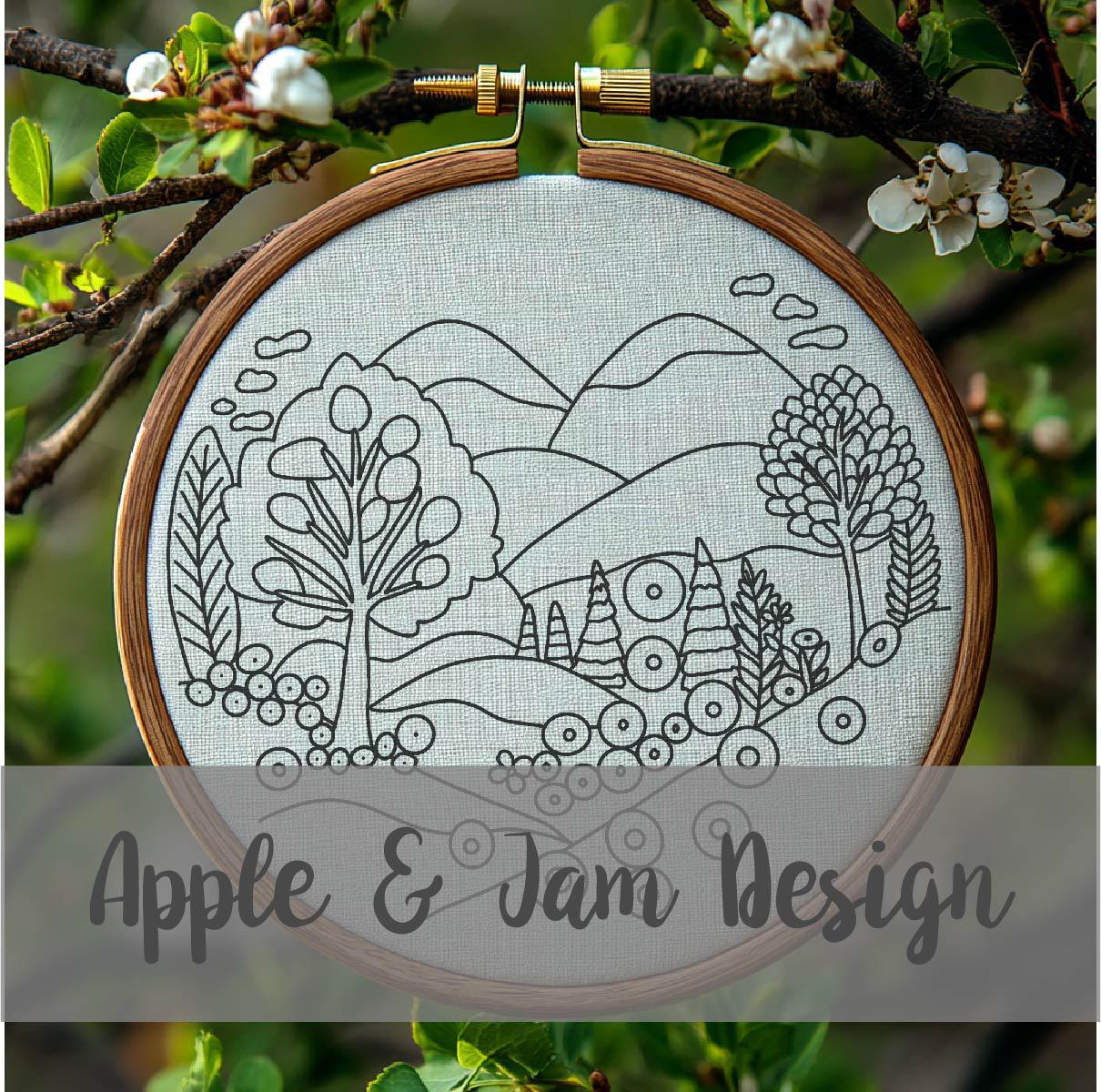 Spring Embroidery Pattern Landscape Embroidery Wildflowers Embroidery ...