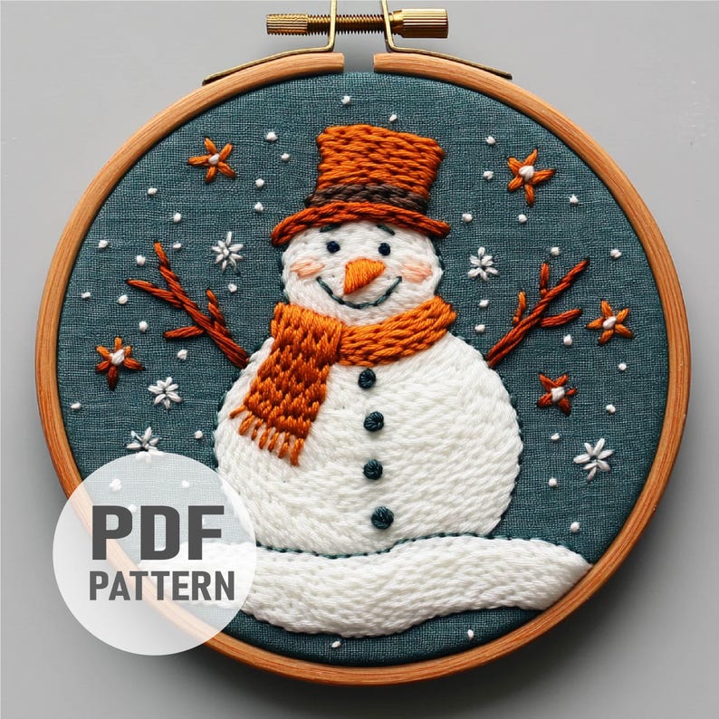 Snowman Embroidery Pattern Christmas Embroidery Christmas Winter ...