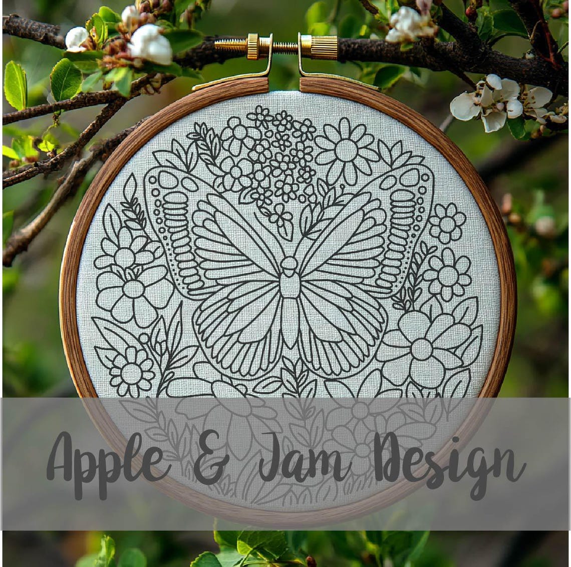 Butterfly Embroidery Pattern, Butterfly and Flowers Embroidery ...