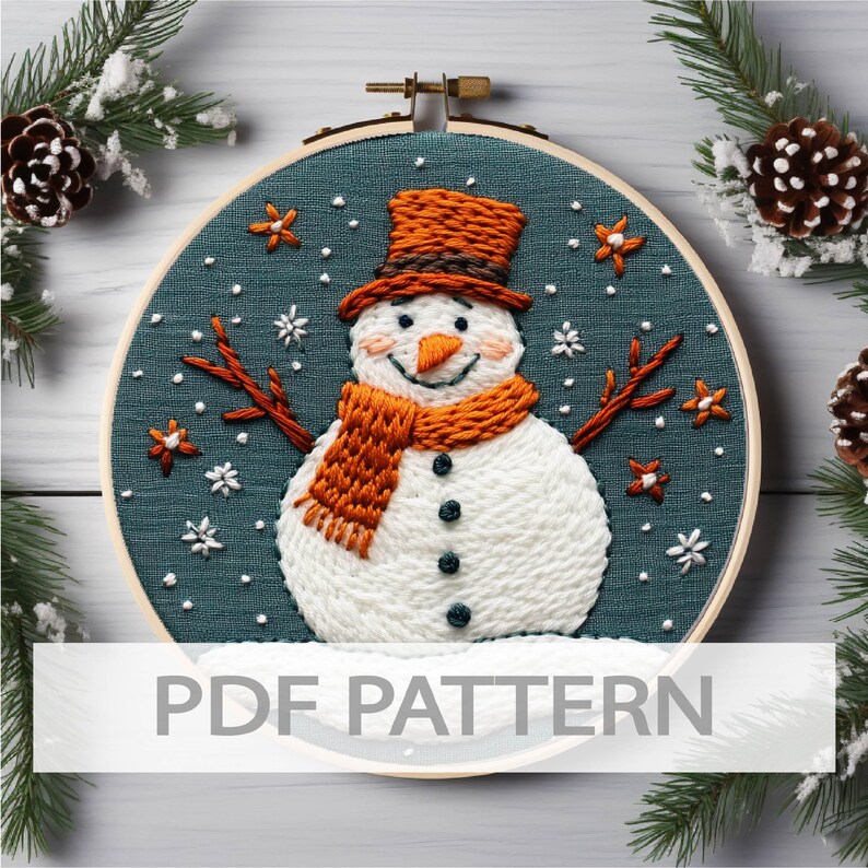 Snowman Embroidery Pattern Christmas Embroidery Christmas Winter ...