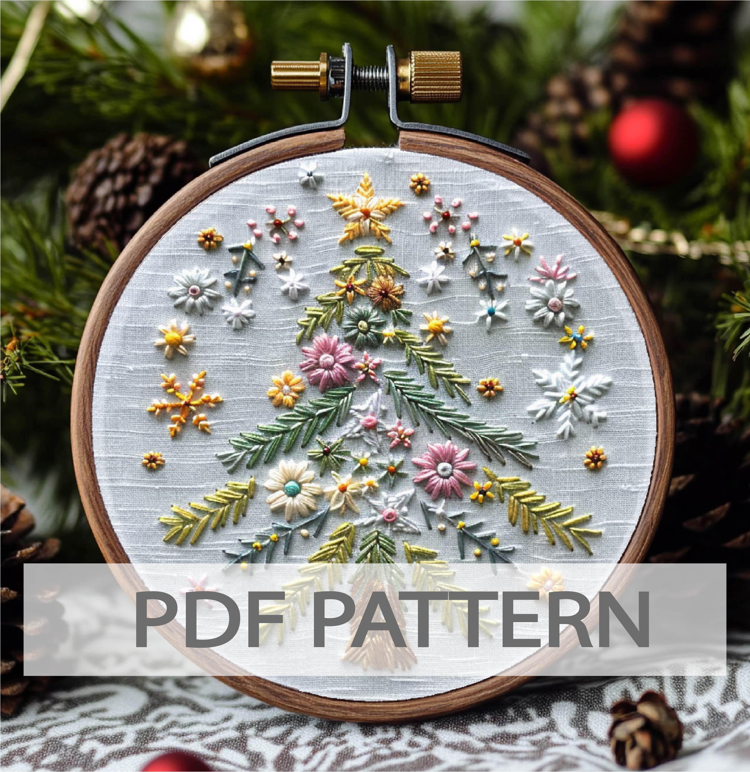 Christmas Tree Embroidery Pattern Christmas Floral Embroidery ...