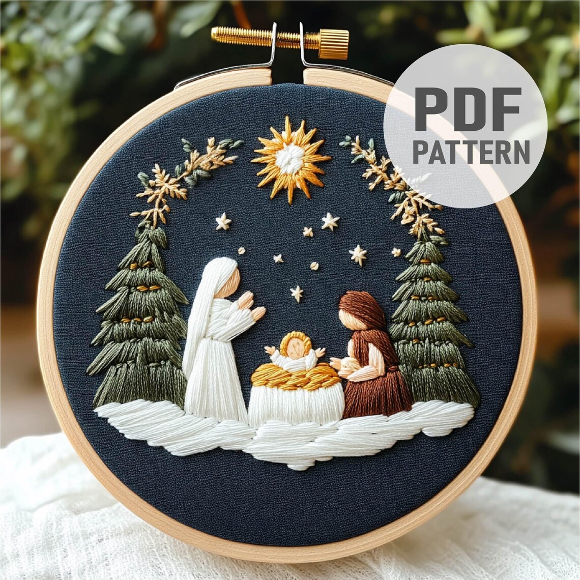 Nativity Scene Embroidery Pattern Christmas Nativity Embroidery ...