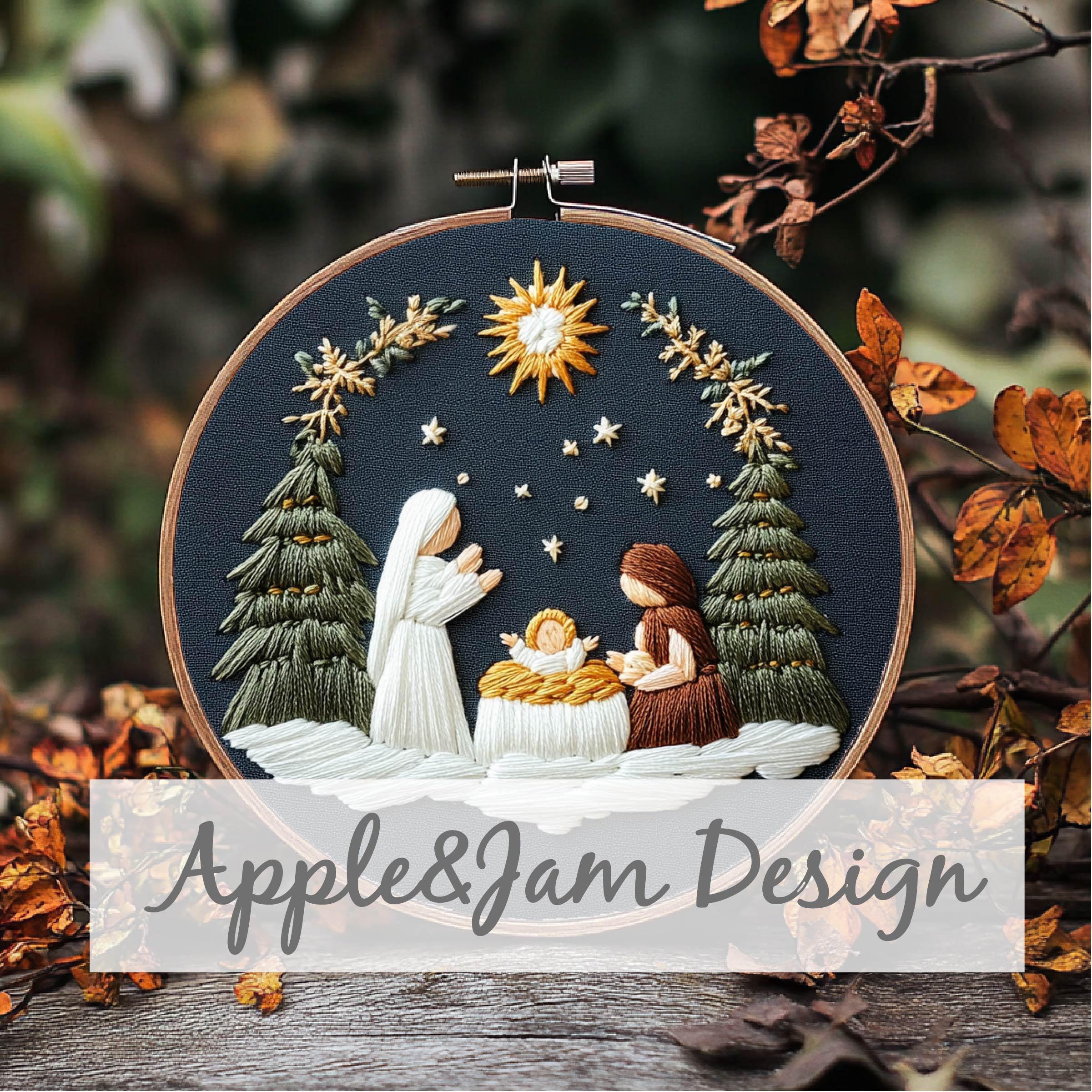 Nativity Scene Embroidery Pattern Christmas Nativity Embroidery ...