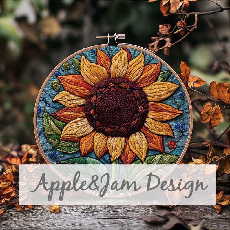 Sunflower Embroidery Pattern Summer Flower Embroidery Floral Embroidery ...